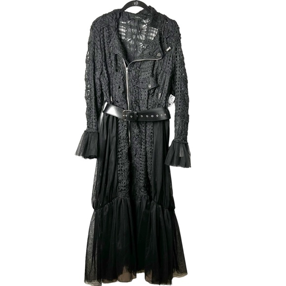 AKIRA | Tops | Akira Avant Garde Black Tulle Lace Zip Overlay Duster ...